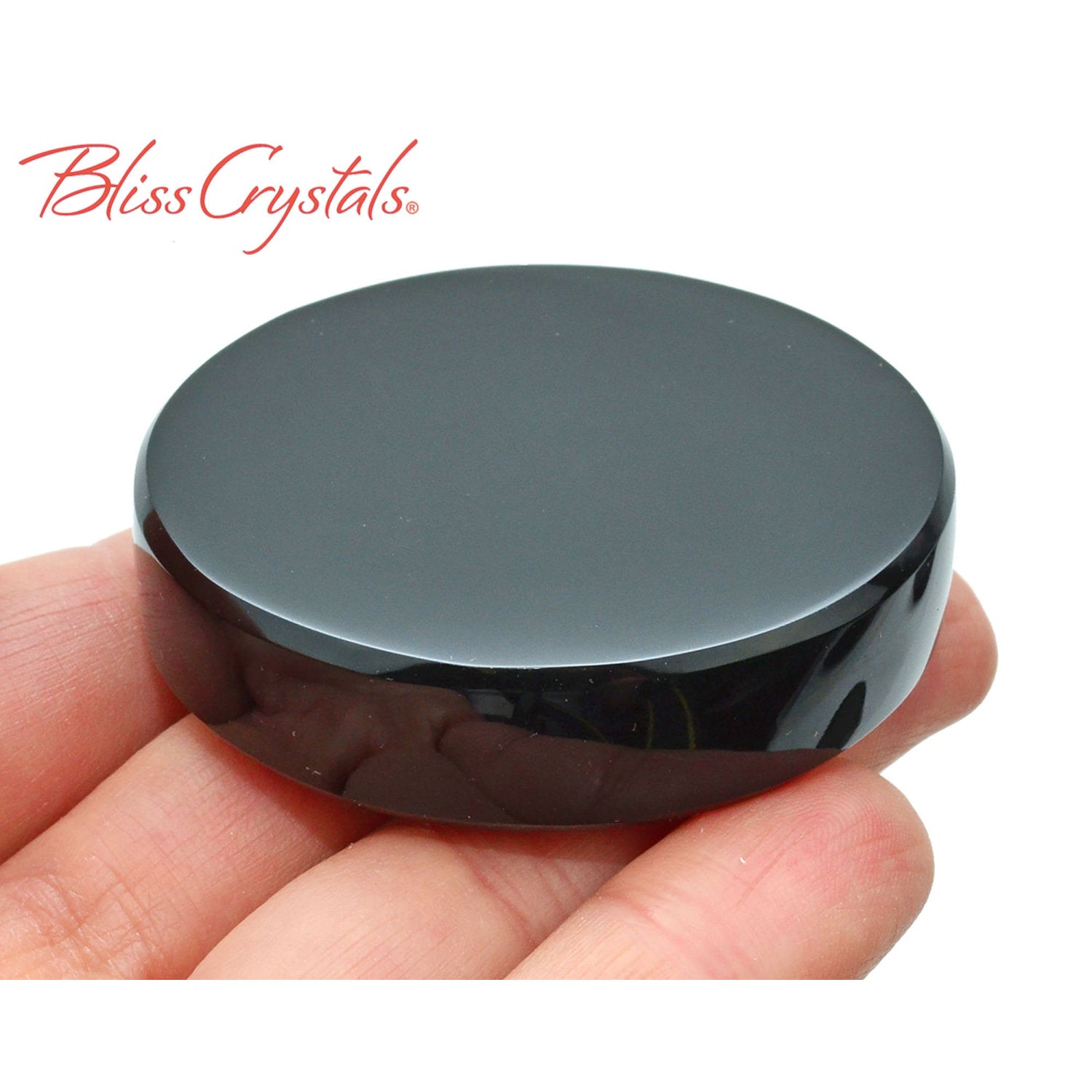 Polished Black Obsidian Scrying Mirror Plate Stone – Bliss Crystals