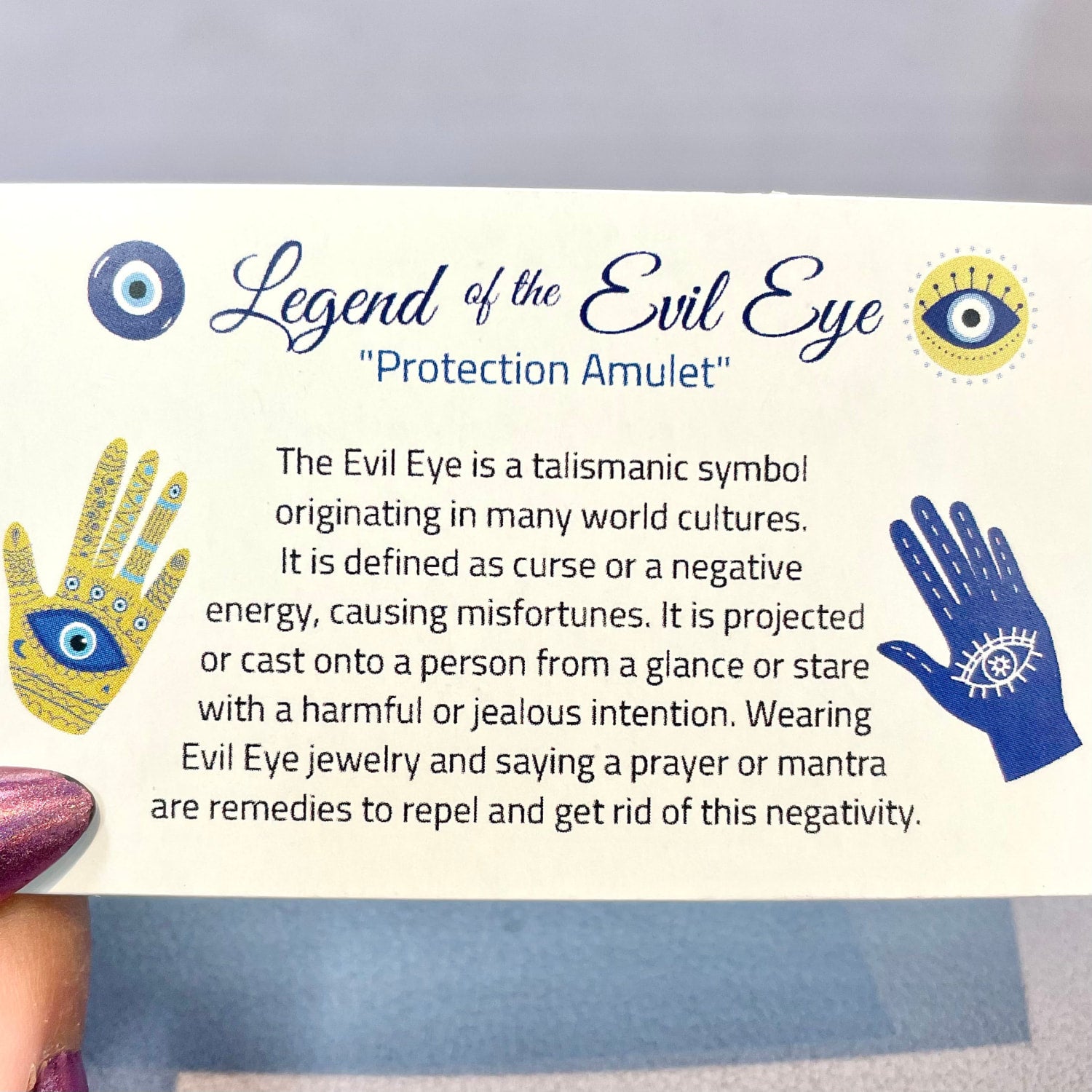 Evil Eye Info Card Double Sided Ancient Protection – Bliss Crystals