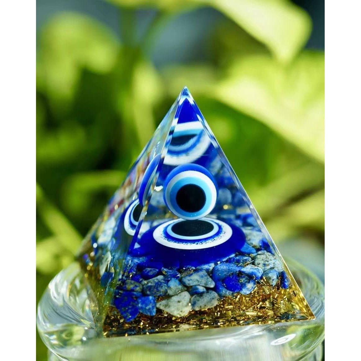 Lapis Lazuli Evil Eye Protection Orgonite Pyramid #LV9132 – Bliss Crystals