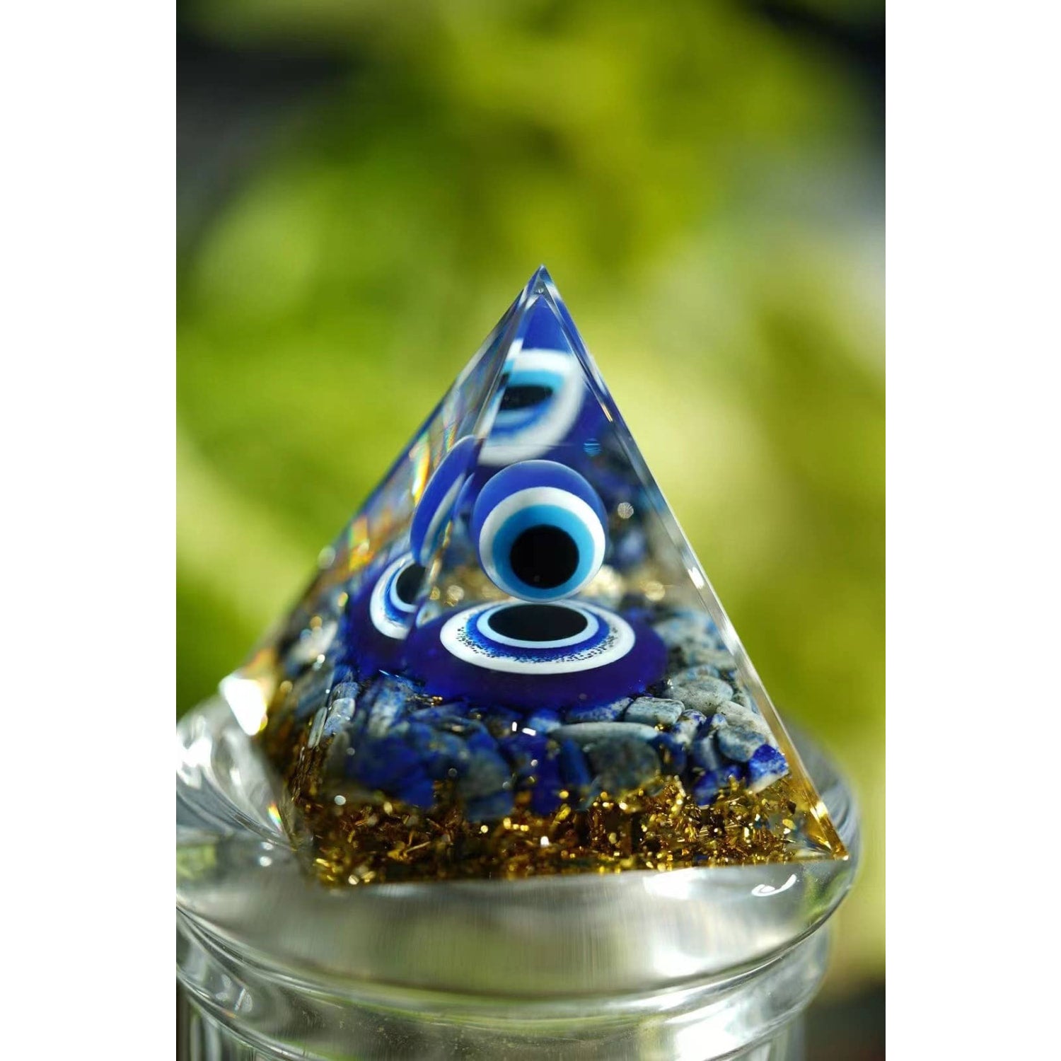 Lapis Lazuli Evil Eye Protection Orgonite Pyramid #LV9132 – Bliss Crystals