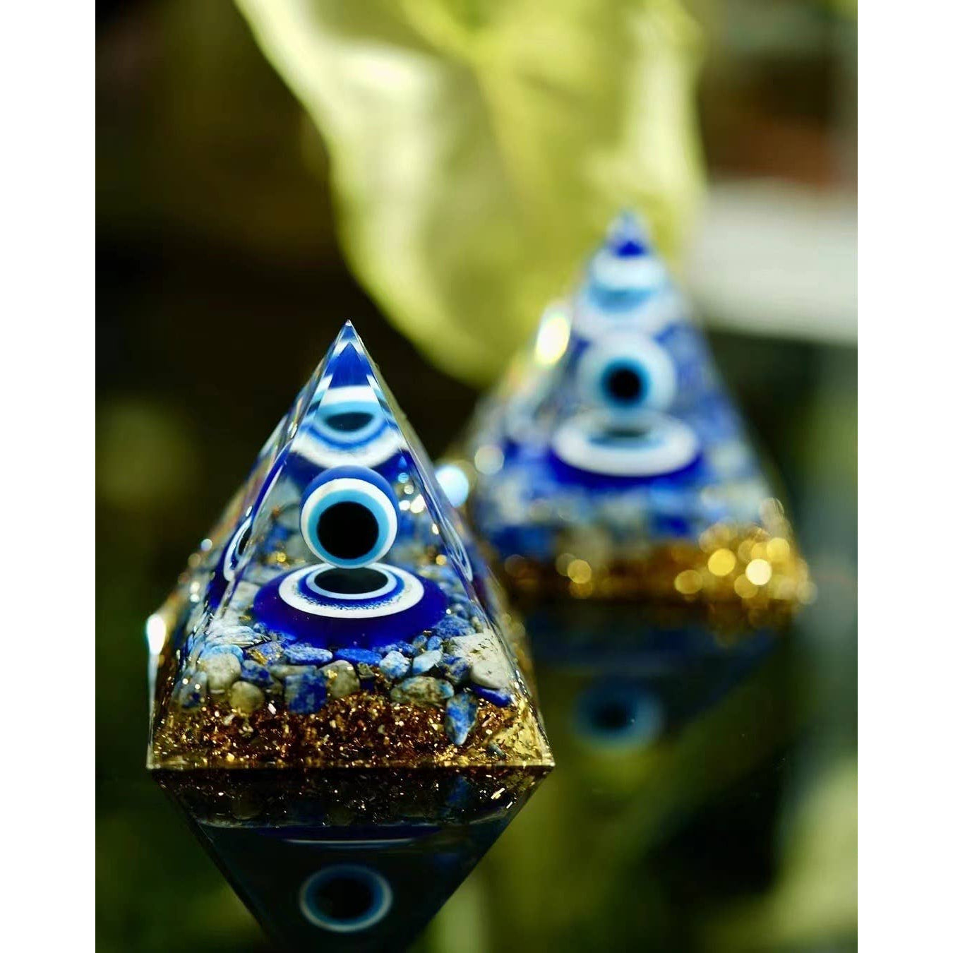 Lapis Lazuli Evil Eye Protection Orgonite Pyramid #LV9132 – Bliss Crystals
