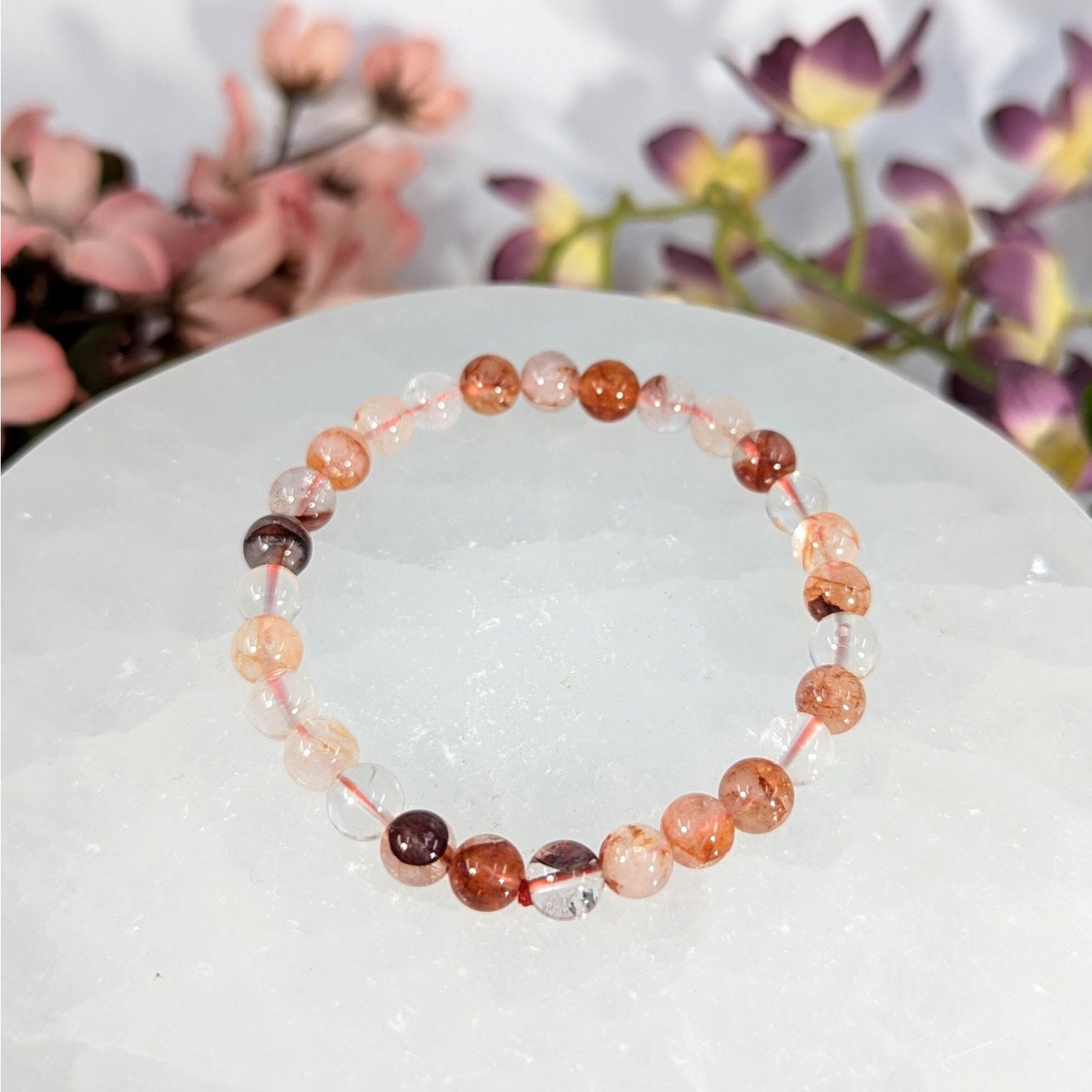 Red Hematoid Quartz 7mm Bracelet Peach Orange – Bliss Crystals