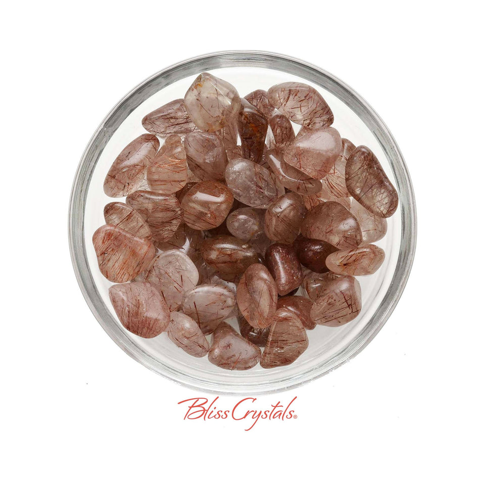 Bliss Crystals - 1 RED RUTILATED QUARTZ Tumbled Stone Medium