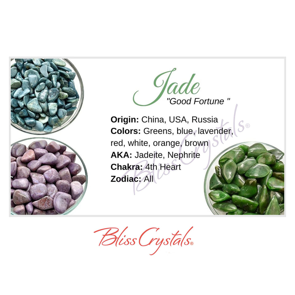 JADE Crystal Information Card, Double sided #HC68 – Bliss Crystals