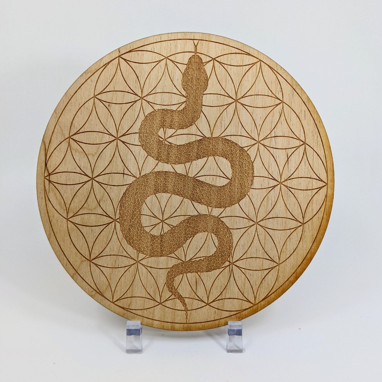 Serpent Flower Wooden Crystal Grid for Healing Energy – Bliss Crystals